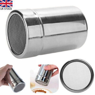 Stainless Steel Powder Shaker Tool Flour Dredger Sugar Cocoa Coffee ...