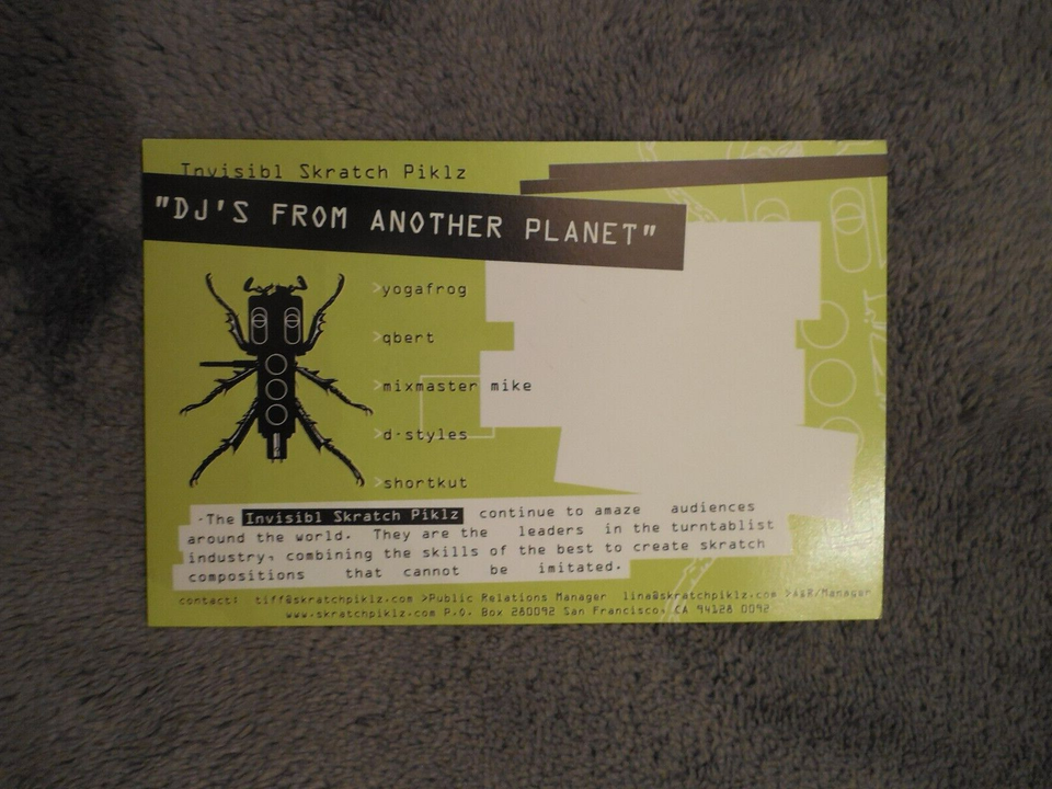 Invisibl Skratch Piklz DJ's From Another Planet Promotional Postcard Q ...
