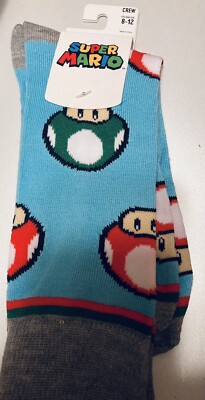 NEW NWT NINTENDO SUPER MARIO BROS Toad Unisex CREW SOCKS BIOWORLD Shoe ...