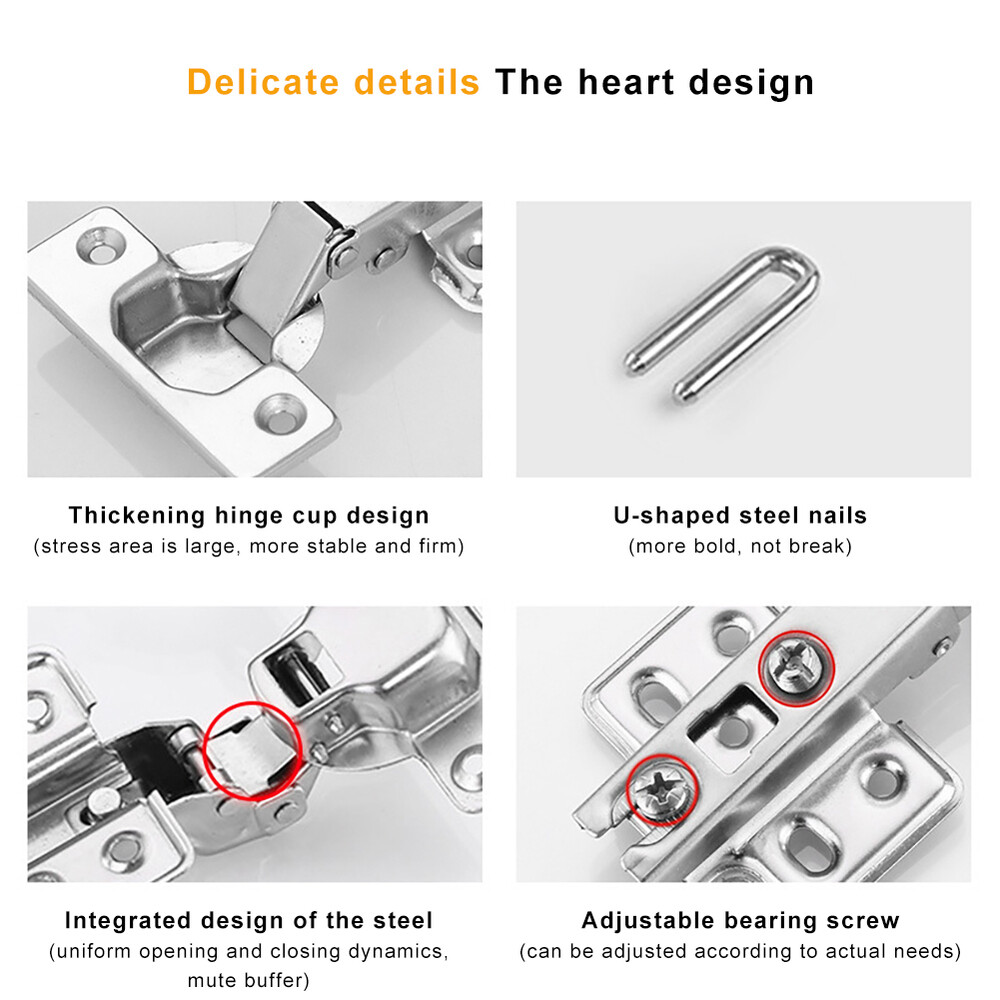 5/10X Door Hinge Cabinet Cupboard Hinges Close Full Overlay Wardrobe ...