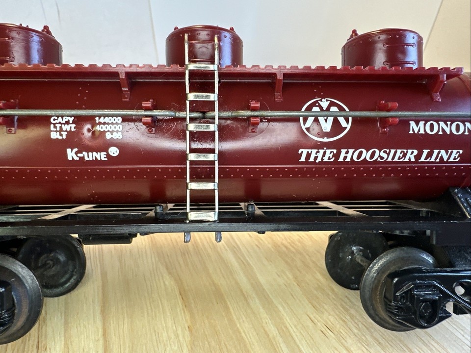 K-LINE O GAUGE MAROON 3 DOME TANK CAR MONON THE HOOSIER LINE MONX 5410 ...