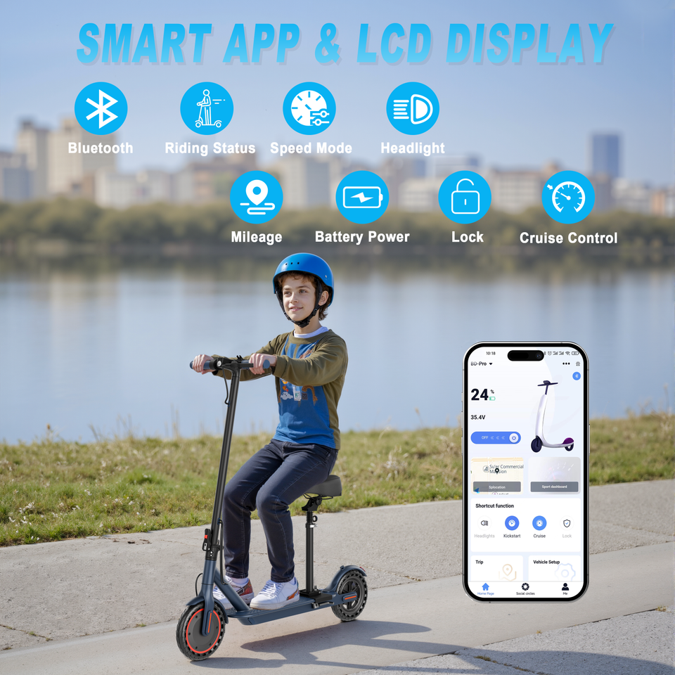 Sigravy 350W Electric Scooter for Adults 16MPH Foldable w/APP, phone ...