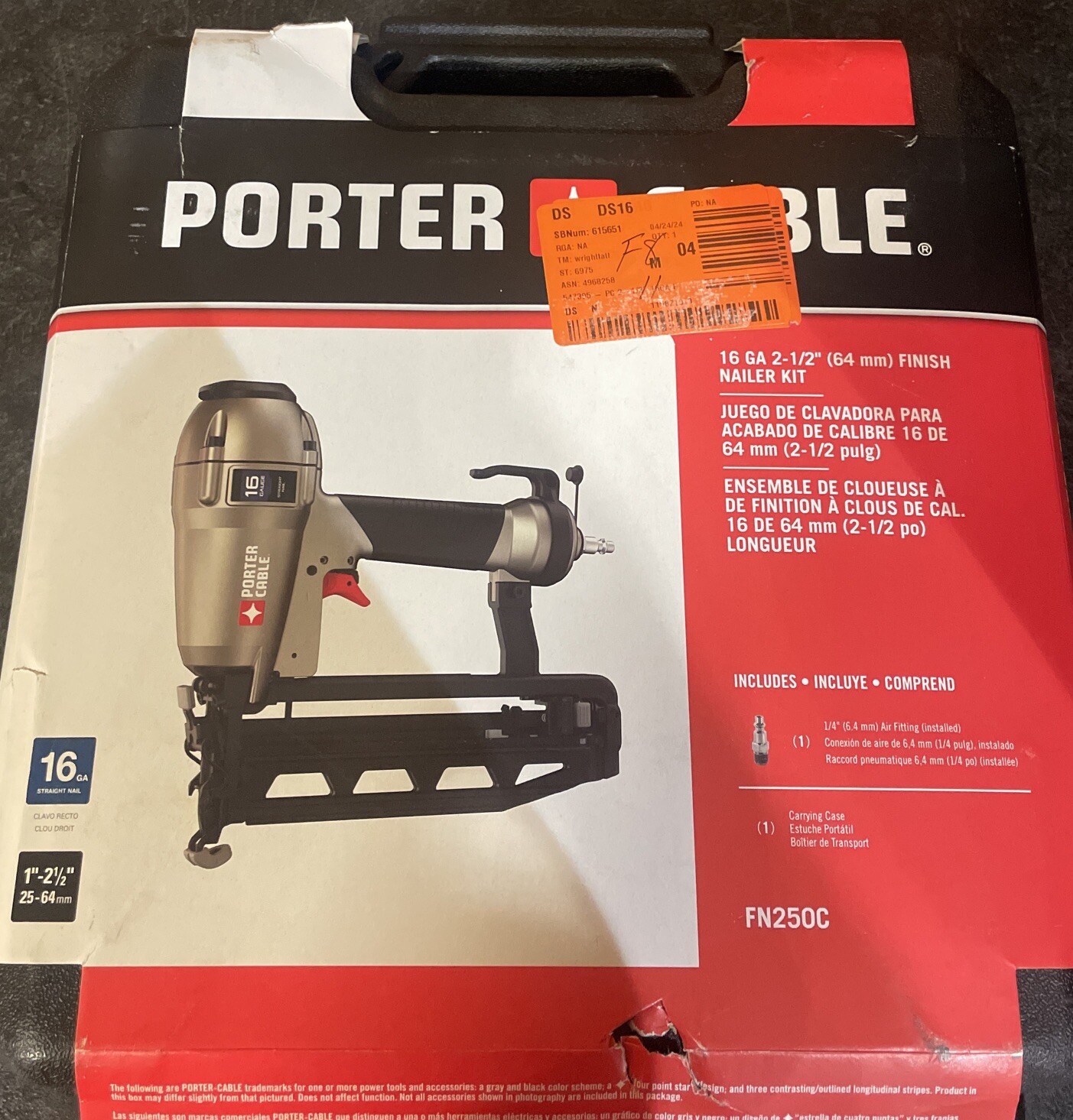 Porter Cable Finish Nailer Kit FN250C 16 gauge Pneumatic With Case | eBay