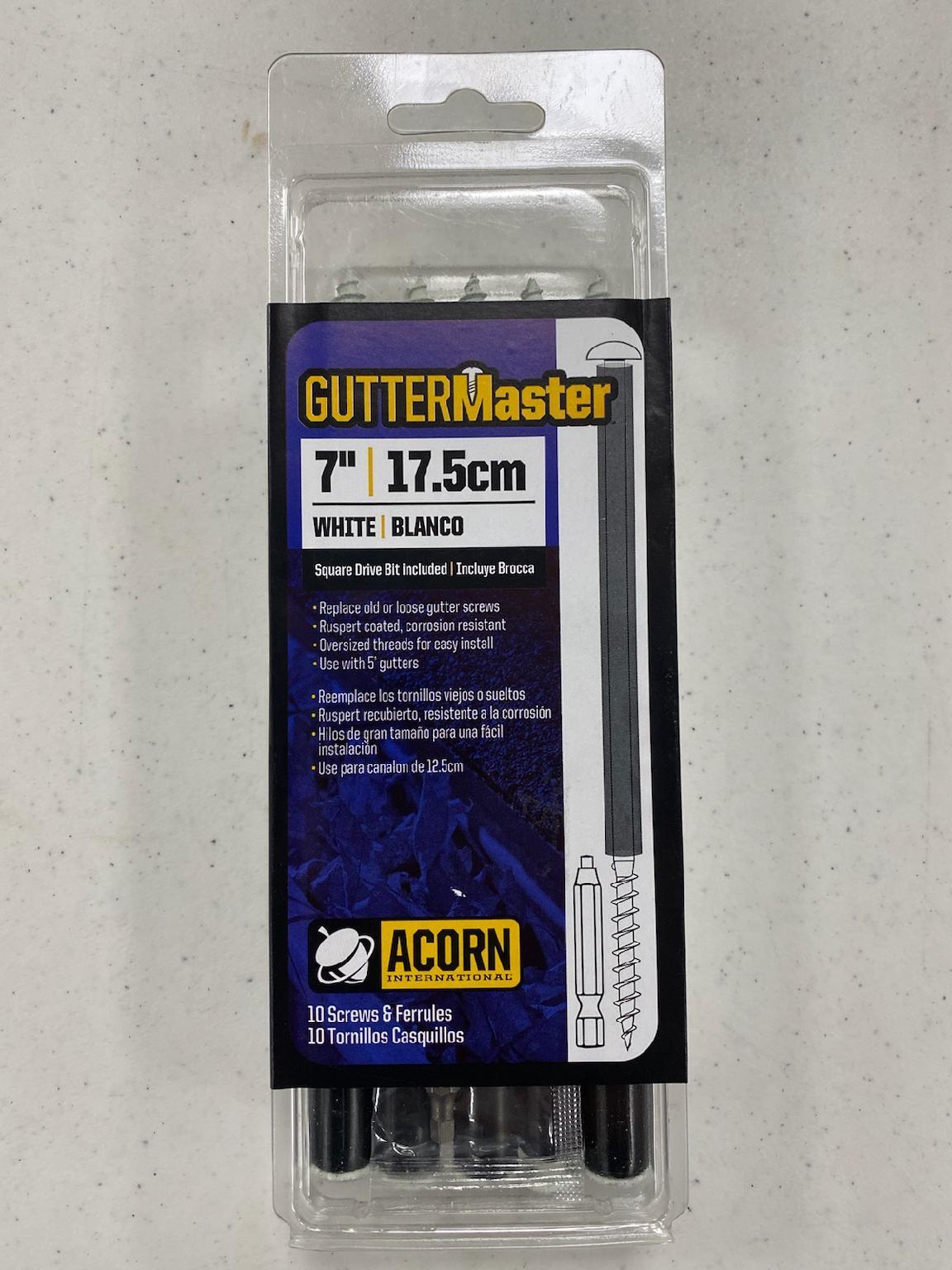 GUTTER MASTER 7" GUTTER SCREWS (10 PACK) W/DRIVER BIT WHITE COLOR FAST ...