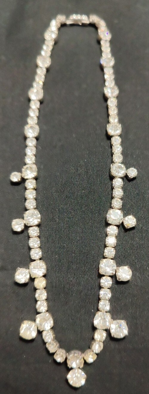 Kramer Rhinestone Necklace Signed Vintage Graduated Size Stones Wedding ...