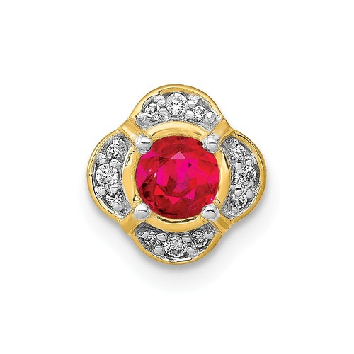14k 14kt Yellow Gold Diamond & .25 Ruby Fancy Chain Slide PENDANT | eBay