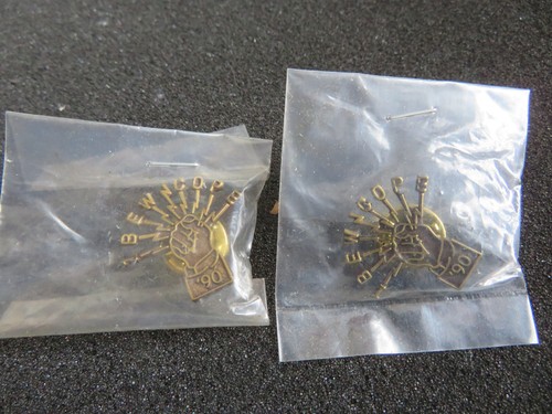 2 VTG IBEW Cope 90 Lapel Pin Logo Brass Fist Lighting Electrician ...