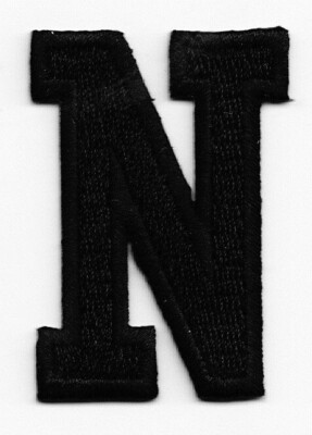 BLACK BLOCK LETTER "N" (1 7/8") - Iron On Embroidered Applique Patch | eBay
