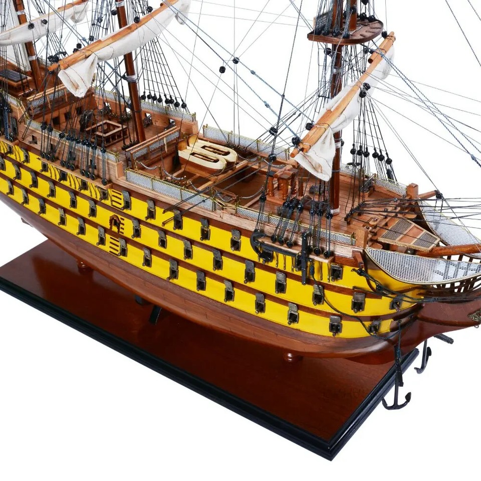 HMS Victory Painted | Handcrafted Ship Model W/ Linen Sails & Wooden ...