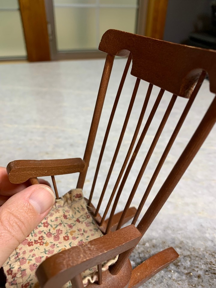 Vintage 1980s 1990s Woode Wooden Doll Bear Rocking Chair 6.5"T | eBay