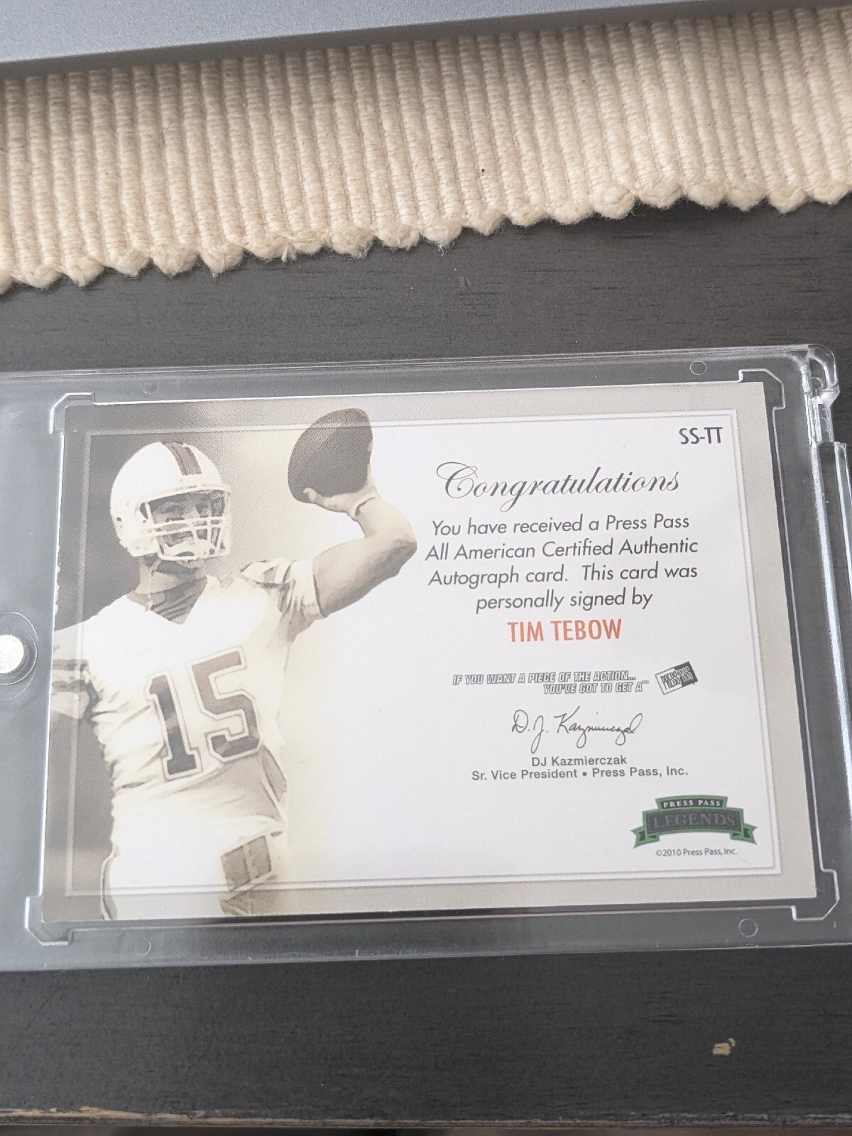 2010 Press Pass Tim Tebow Saturday Signatures Platinum /25 Heisman ...