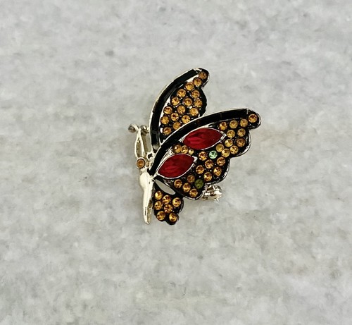 Beautiful Vintage Coro Signed Enameled Rhinestones Butterfly Brooch Pin ...
