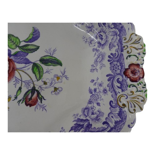 Copeland Spode Mayflower 16" Oval Serving Platter Purple Red Green ...