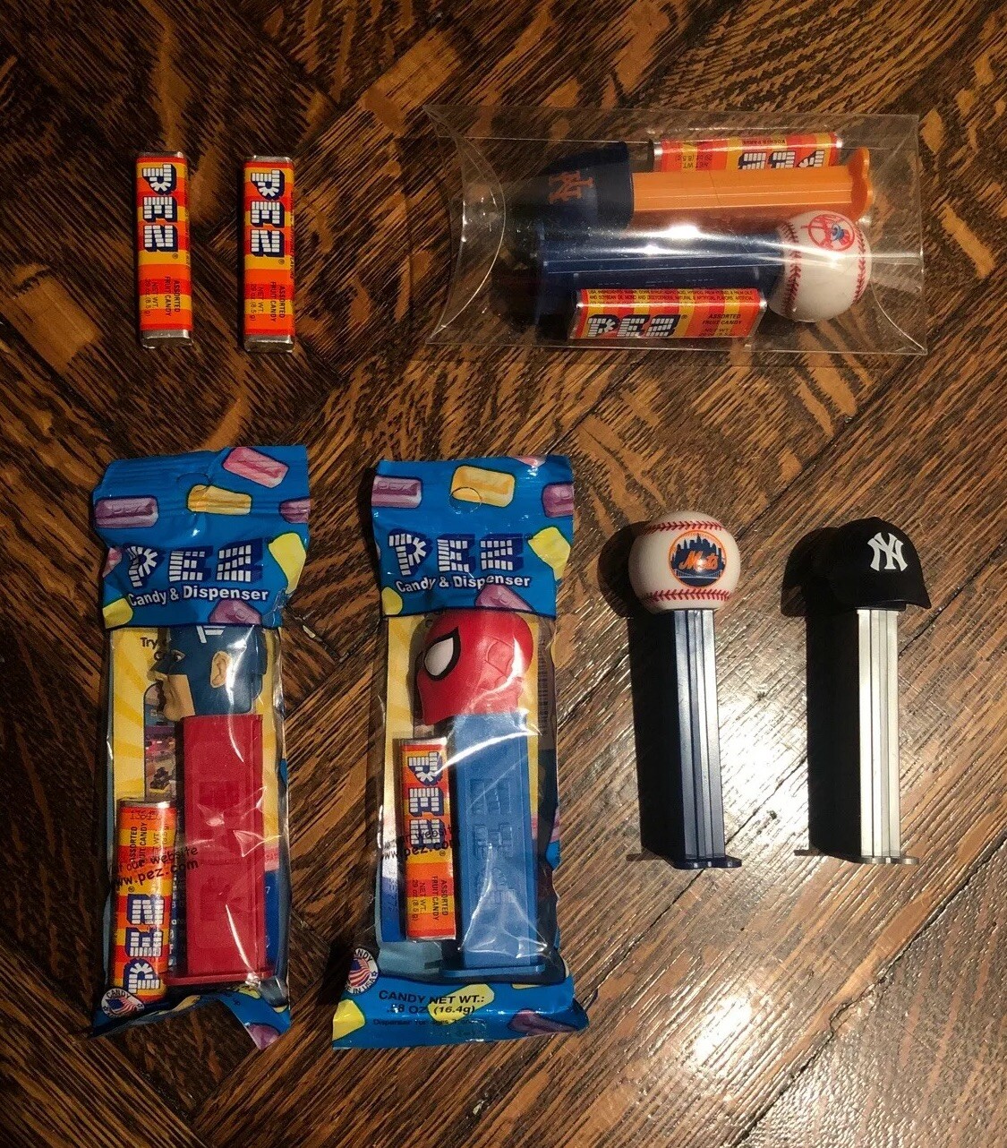 NEW. Pez Collection NY Baseball Yankees Mets Captain America Spiderman ...