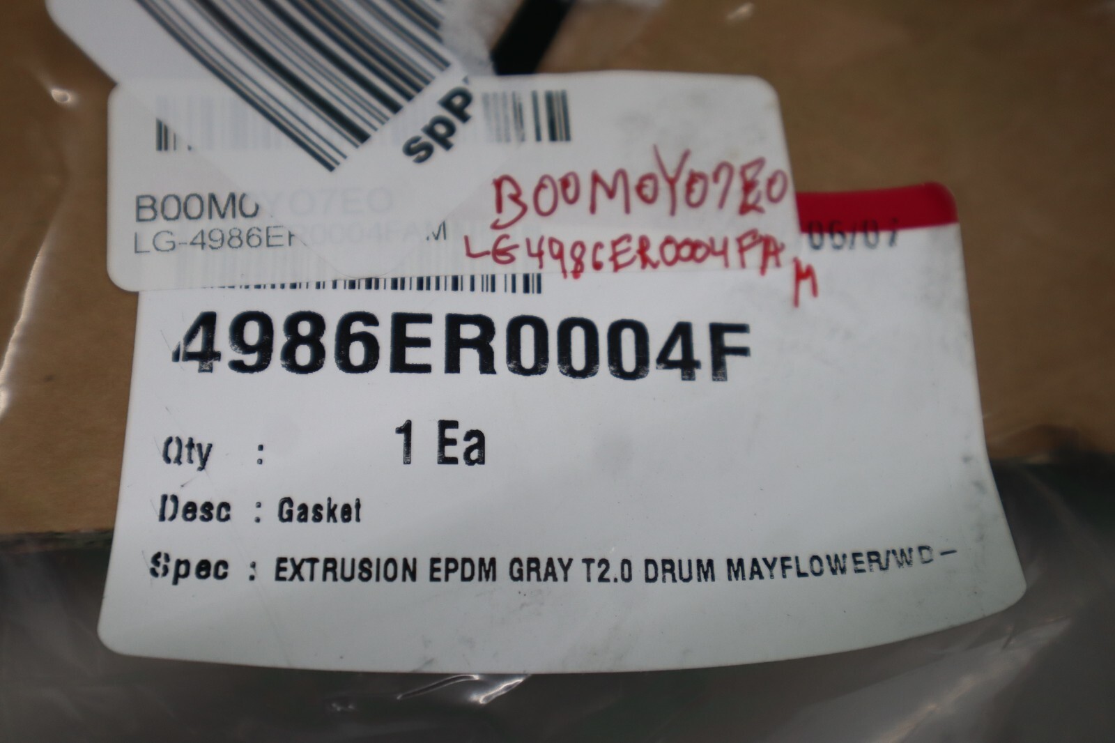 LG Electronics OEM 4986ER0004F Washing Machine Door Boot Gasket with ...