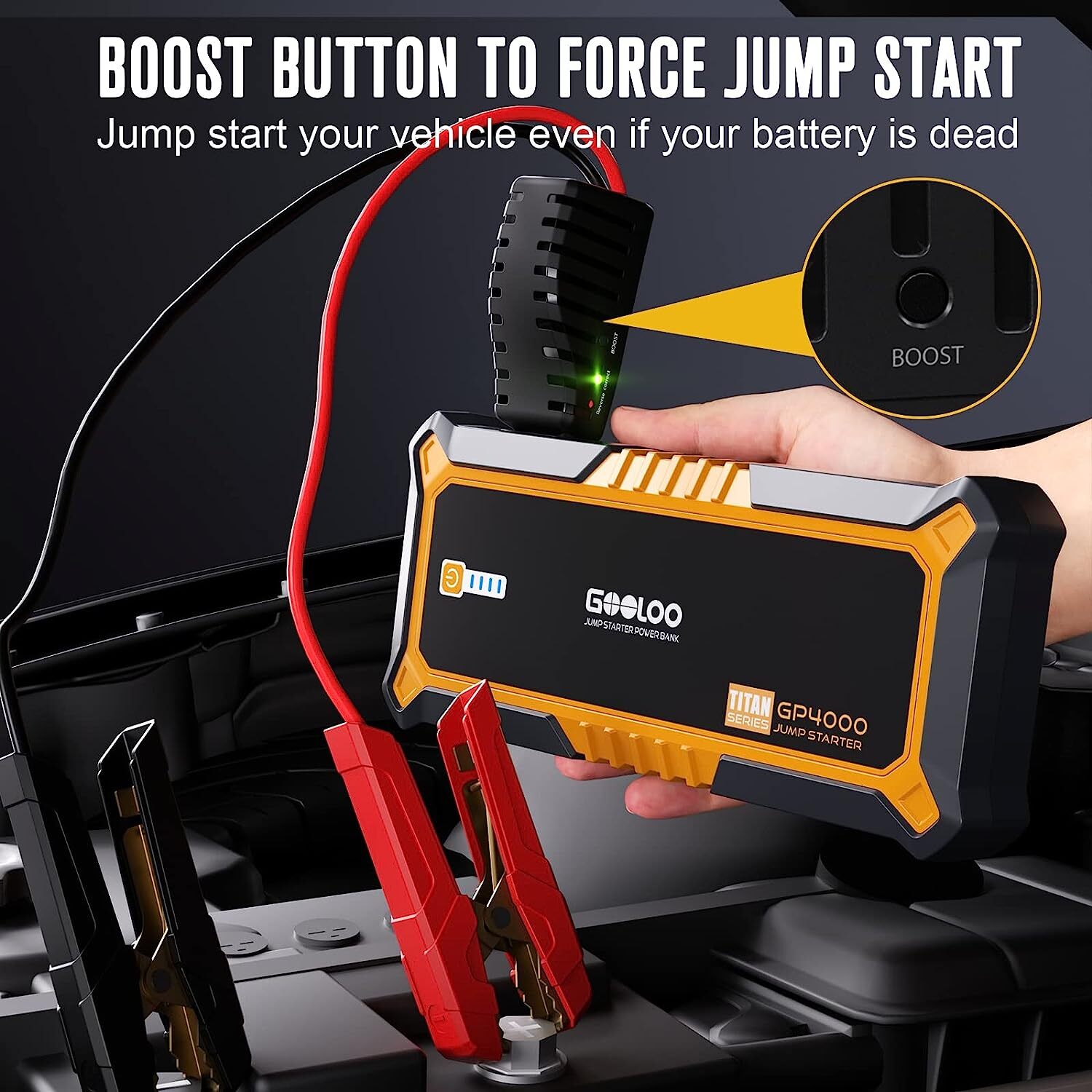 GOOLOO 4000A Jump Starter High Power Bank Portable 12 Volt Car Battery ...