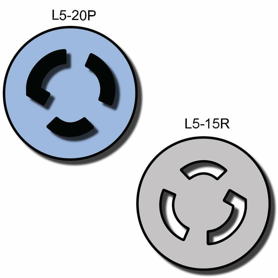 NEMA L5-20P to L5-15R Plug Adapter - 15A/125V, 14 AWG - Iron Box # IBX ...