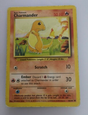 Very Rare Original 1995 Charmander Pokemon Card 46/102 Free Shipping | eBay