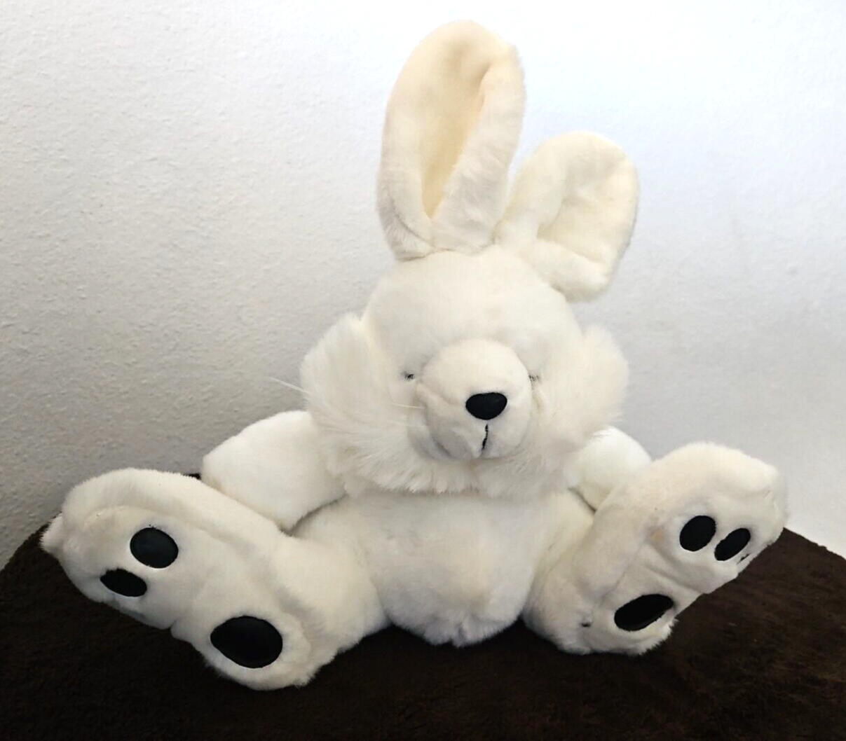 Vintage Bunny Rabbit Plush Stuffed Animal White Large Black Feet ASI ...