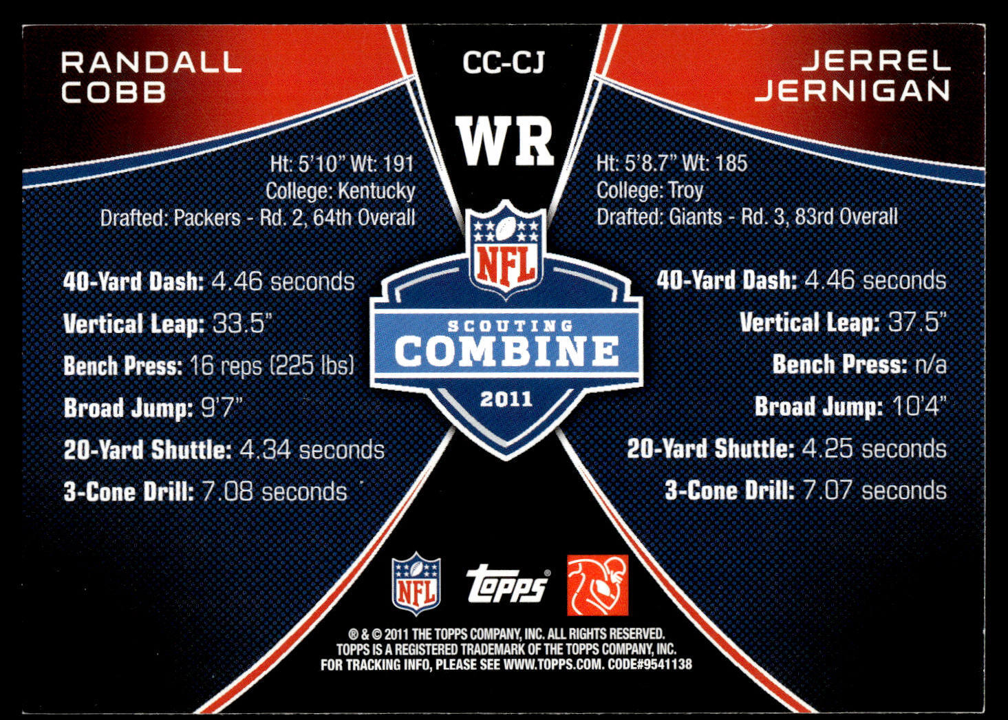 2011 Topps Rising Rookies - Combine Competition Randall Cobb, Jerrel ...