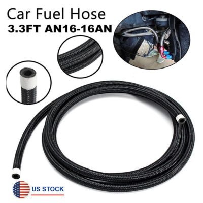 AN16 16AN AN-16 NYLON STEEL BRAIDED OIL FUEL GAS RADIATOR LINE HOSE 3 ...