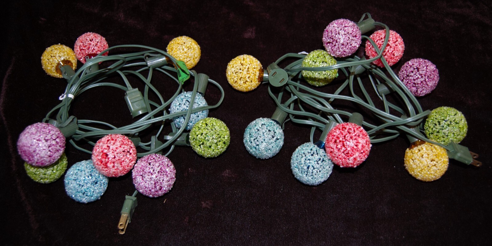 Vintage GE Lighted Ice Christmas Lights Strands x2 Frosted Sugared WORK ...