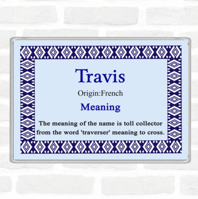 Travis Name Meaning Jumbo Fridge Magnet Blue | eBay UK