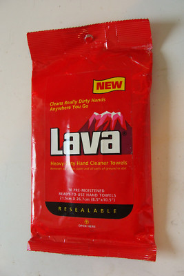 Lava Soap pack of 10 heavy-duty pre-moistened hand cleaner towels NEW ...