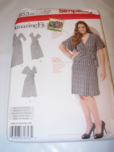 WOMENS UNCUT SIMPLICITY 1653 Sewing Pattern AMAZING FIT KNIT DRESS SIZE ...