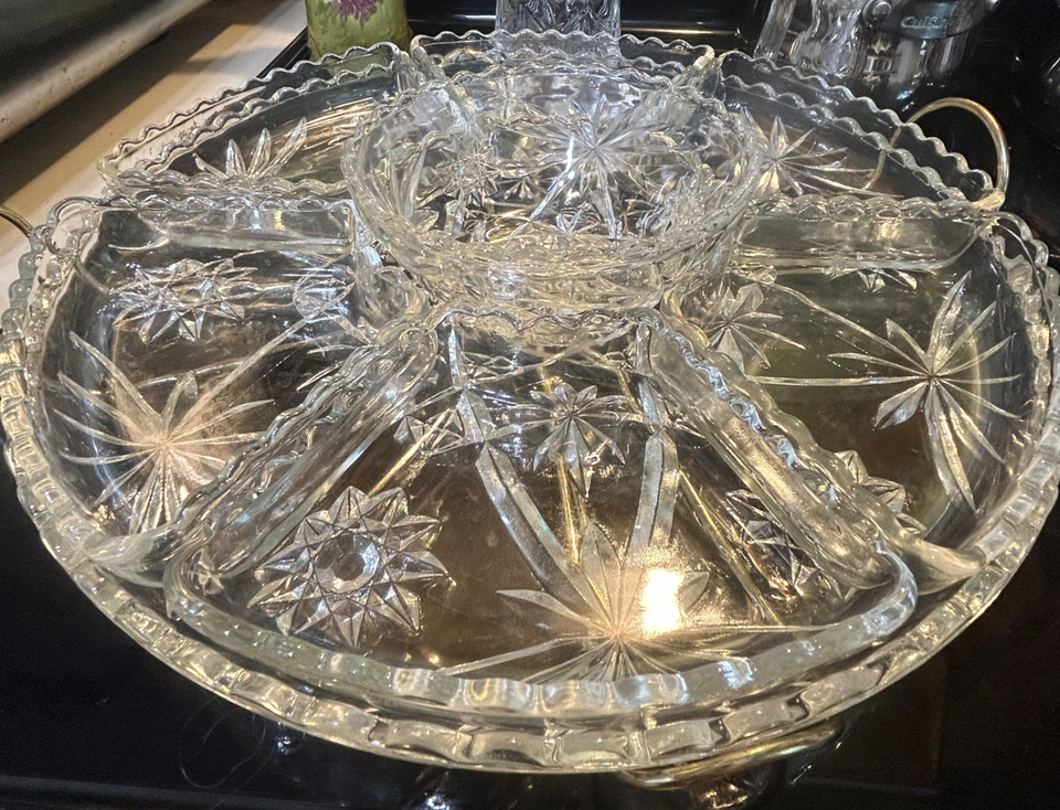 Early American Prescut EAPC Glass Star of David Lazy Susan Anchor ...