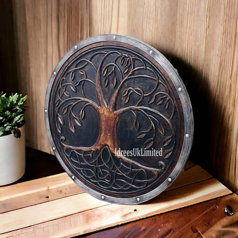 24'' Handmade Viking Shield Yggdrasil Norse Mythology Tree Of Life ...