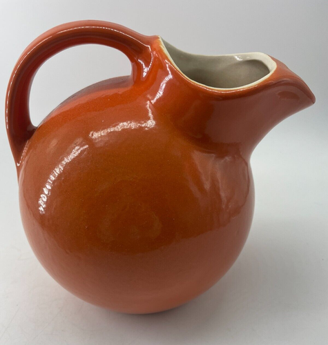 Rumrill Pottery Pitcher Jug #547 (Red Wing) Deep Orange With Ice Lip ...
