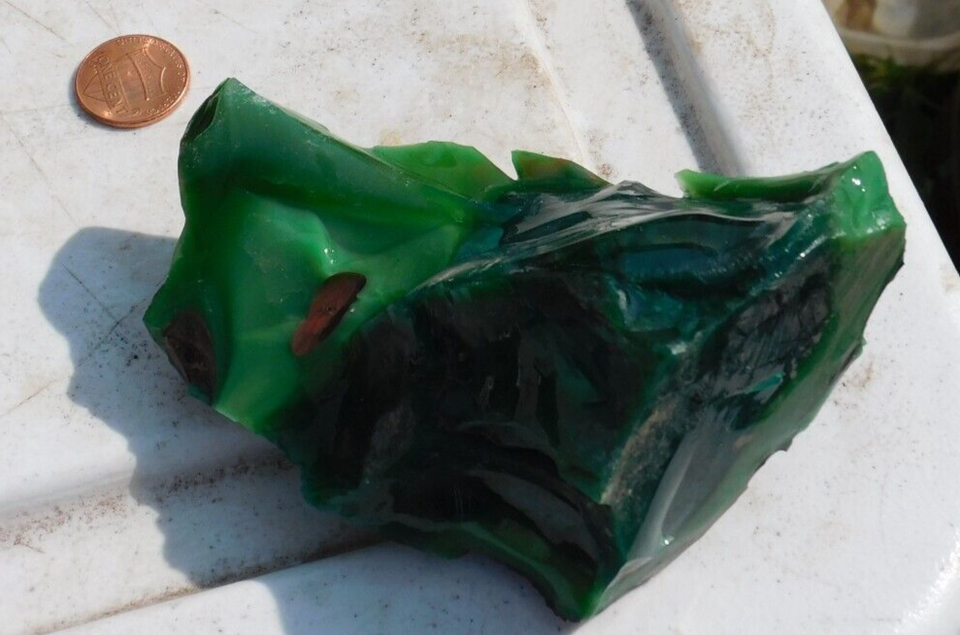 9.8oz Light/Dark Green Pretty Antique Recycled Slag Glass from ...