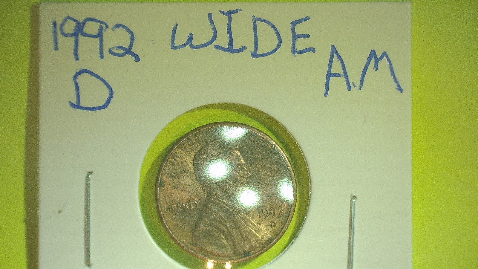 Ultra Rare 1992 D Mint Mark, Wide AM Error Lincoln Cent Penny Nice Coin ...