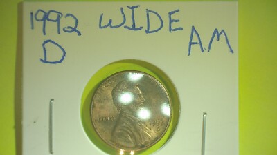Ultra Rare 1992 D Mint Mark, Wide AM Error Lincoln Cent Penny Nice Coin ...