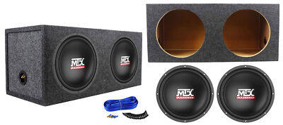 2) MTX Terminator TN12-02 12” 800w Car Audio Subwoofers+Sealed Sub Box ...