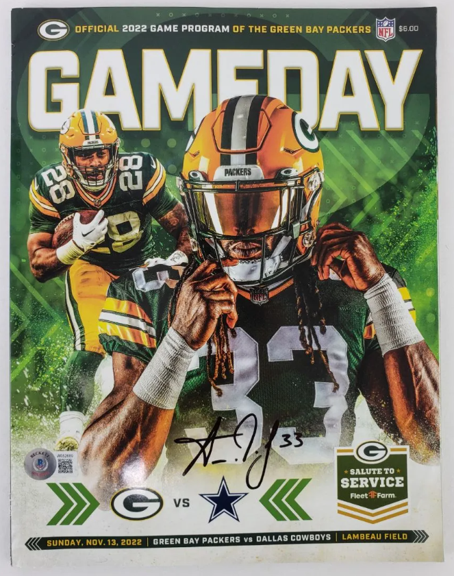 AARON JONES Signed Green Bay Packers Game Day Program 11/13/22 vs ...