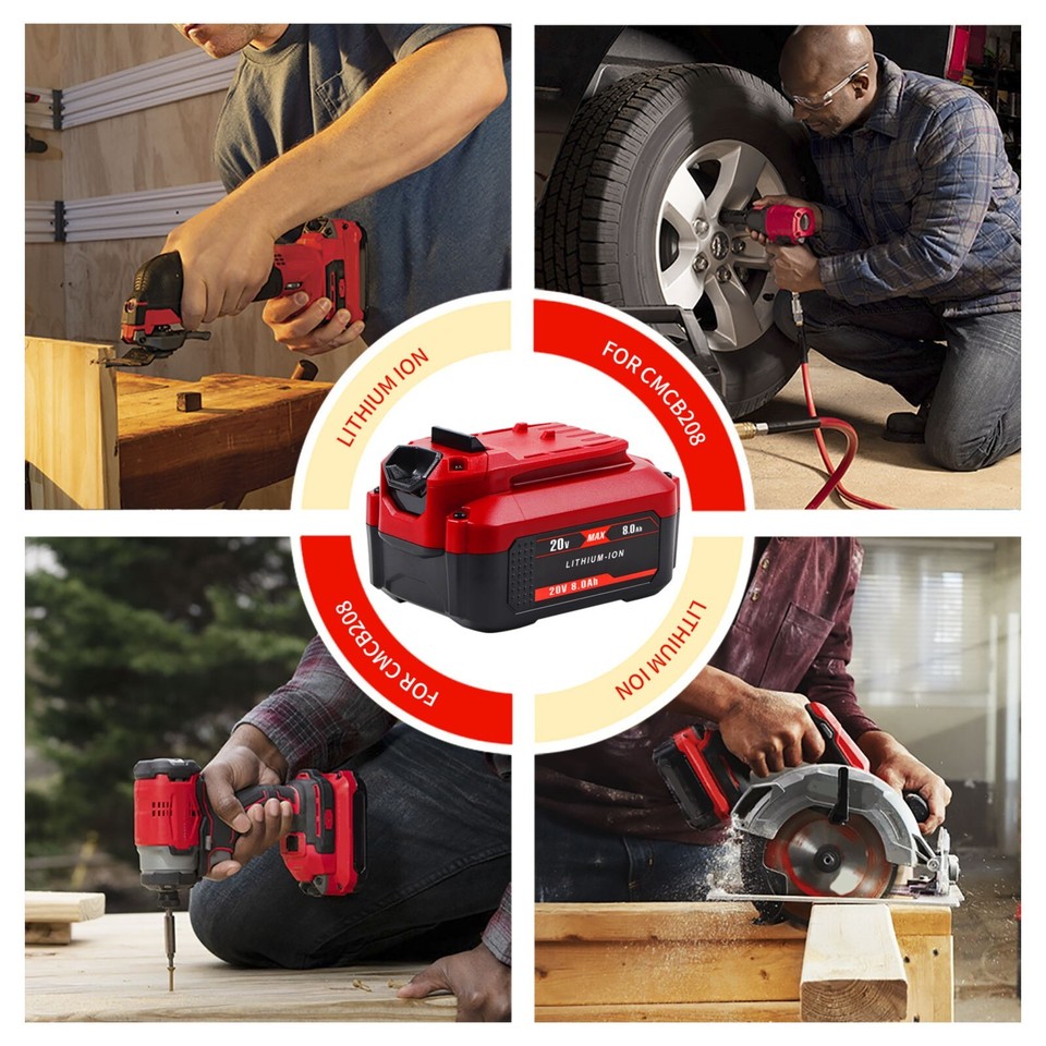 1~6 X For Craftsman 20V 8.0Ah Li-ion Battery / Adapter CMCB205 CMCB204 ...