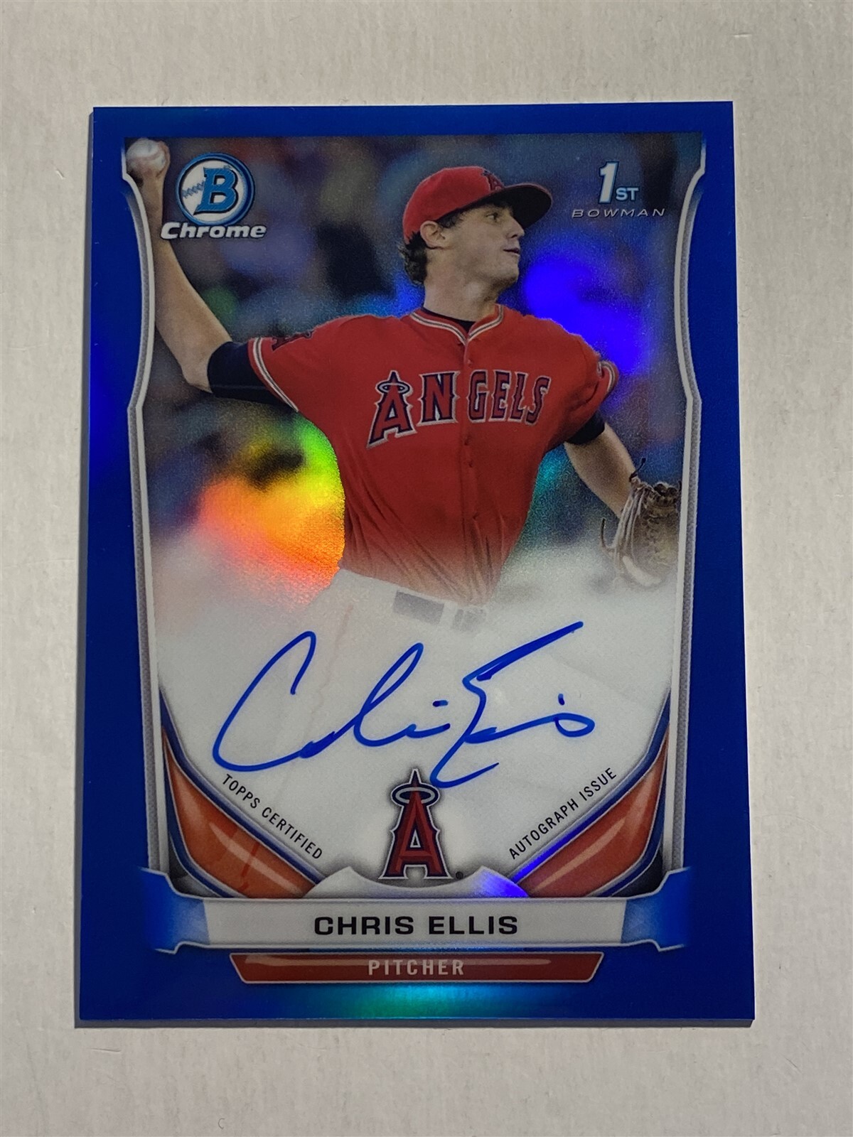 CHRIS ELLIS angels 2014 Bowman Chrome AUTO Blue Refractor 126/150 (BB4 ...