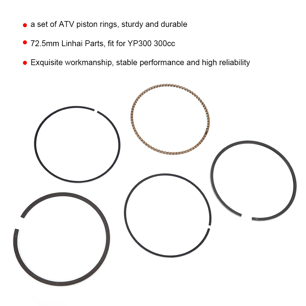 5Pcs YP300 300cc 72.5mm Linhai Parts Piston Rings Kit LH300 LH173MN ATV ...