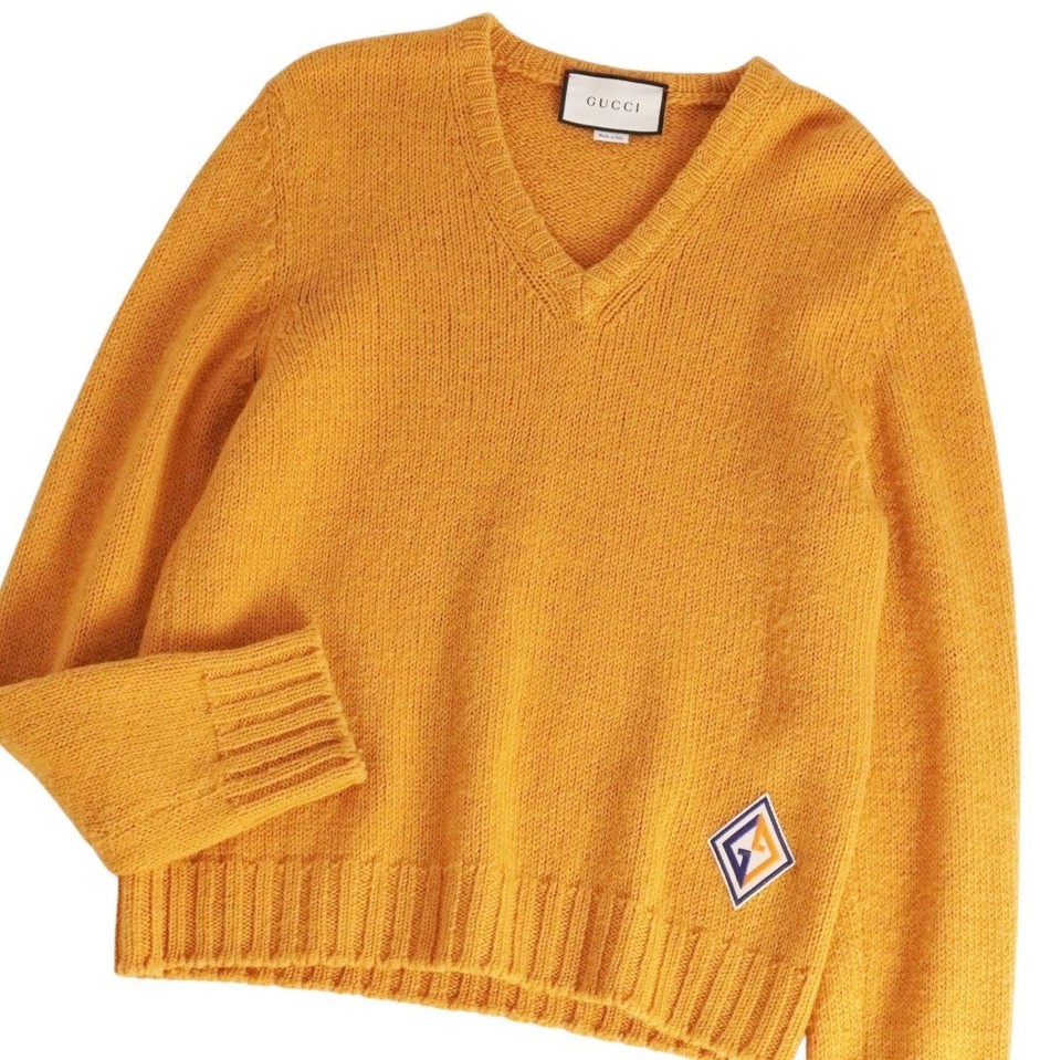 Gucci Wool Sweater Long Sleeve Men's Yellow Italian Size S Excellent | eBay
