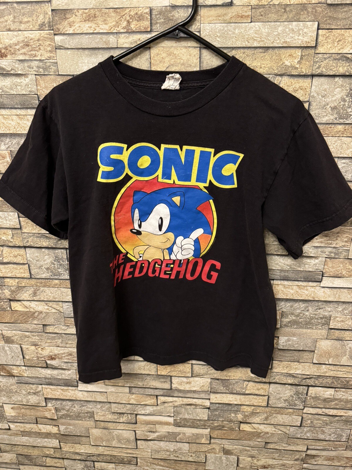 Vintage Sonic The Hedgehog Black Graphic Tee XL Measu… - Gem