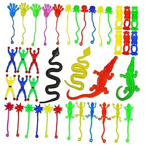 46 Pieces Vinyl Stretchy Sticky Toys Assorted Novelty Large Sticky ...