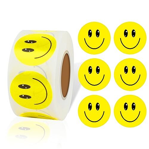 Happy Face Stickers Roll Circle Dots Smile Face Labels Reward Stickers ...