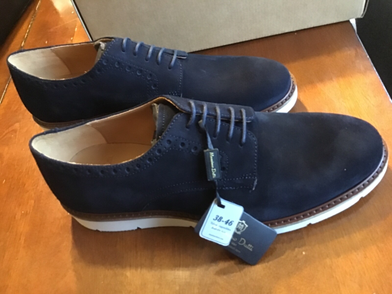 massimo dutti zapato casual picados marino azul shoes new with box size ...