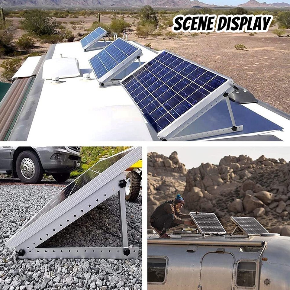 2 Set Adjustable Solar Panel RV Tilt Mounting Rack Bracket Rooftop Flat ...