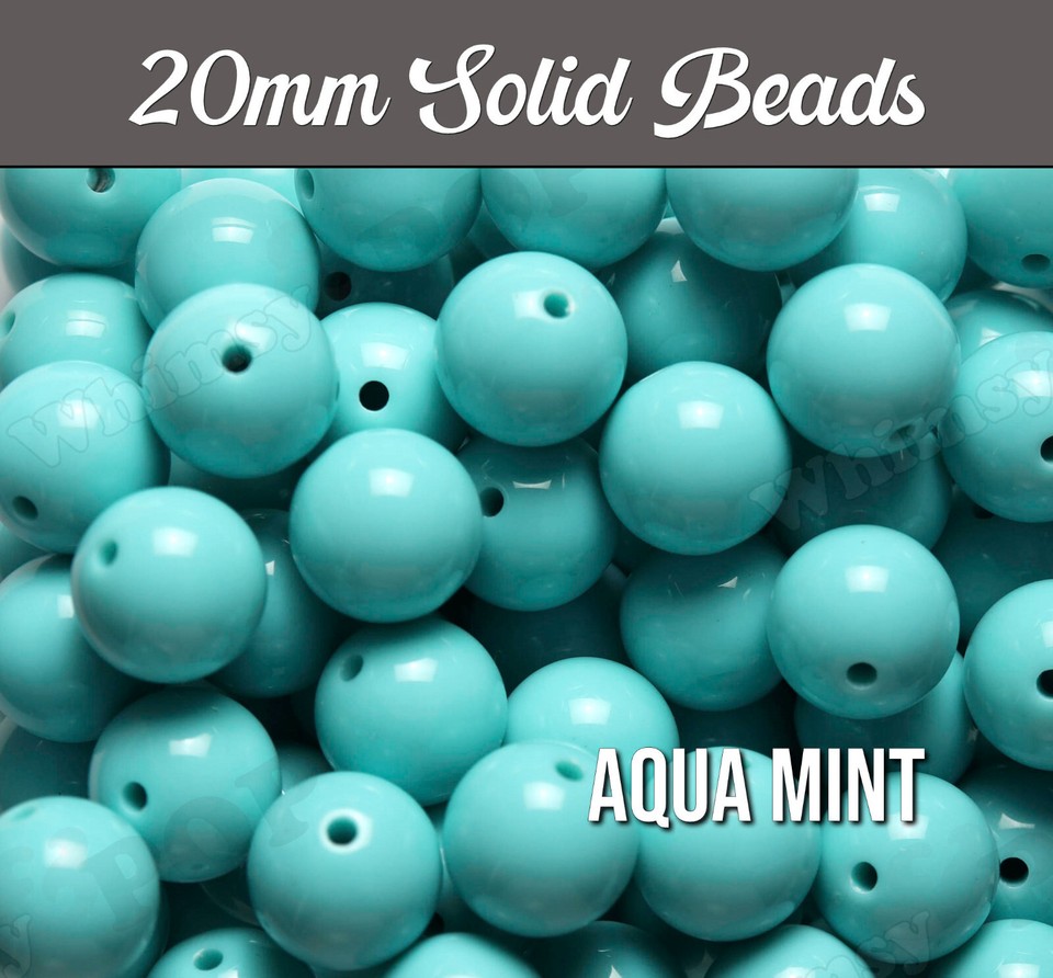 20mm Beads - 20 Pack of Chunky Bubblegum Beads, Round Acrylic Colorful ...