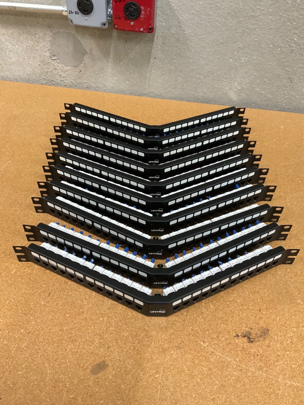 Lot of 10 Leviton CAT 24 Port Angled Patch Panel w/ Cat 6 Plugs See ...