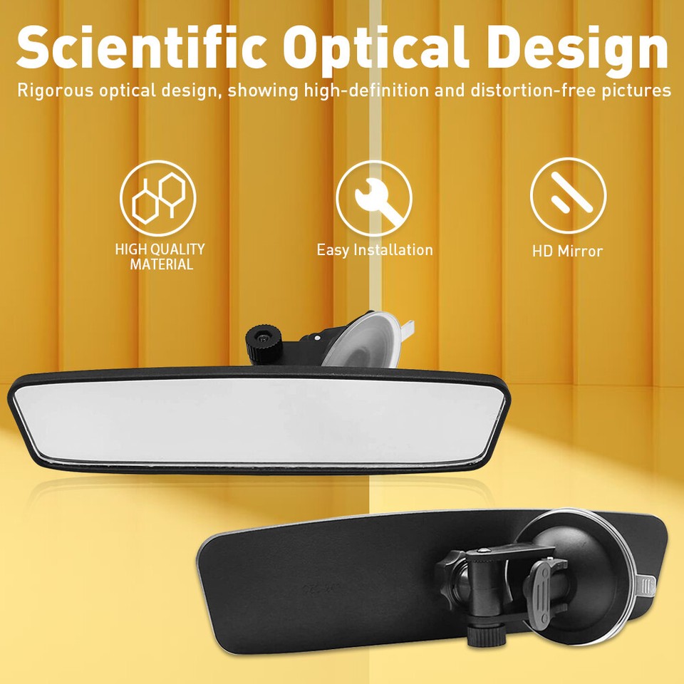 Auto Car Rear View Mirror Glass Suction Cup Stick On Interior Wide ...