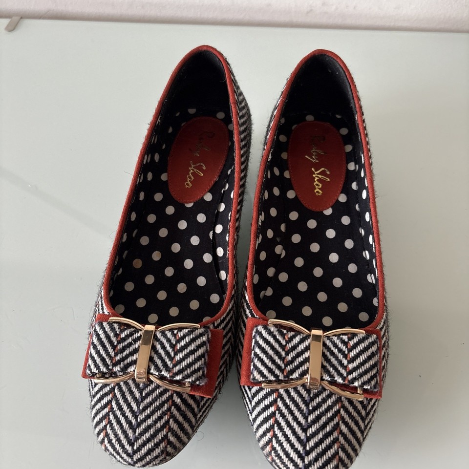 Ruby Shoo Womens Tweed Court Shoes Bow Detail Block Heel UK 4 | eBay UK